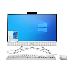 HP 22-Inch Full HD WLED All-in-One PC, Intel Celeron G5900T Dual-Core Processor, 16GB DDR4 RAM, 512GB PCIe NVMe M.2 SSD, Webcam, DVD-RW, Mouse & Keyboard Combo, Windows 10 Home, White