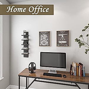 Homaterial 5 Tier Shelves for Wall, Vertical Column Wall Decor Mount Floating Shelves for Bedrooms, Living Rooms, Natural Finish Wall Shelf, Black