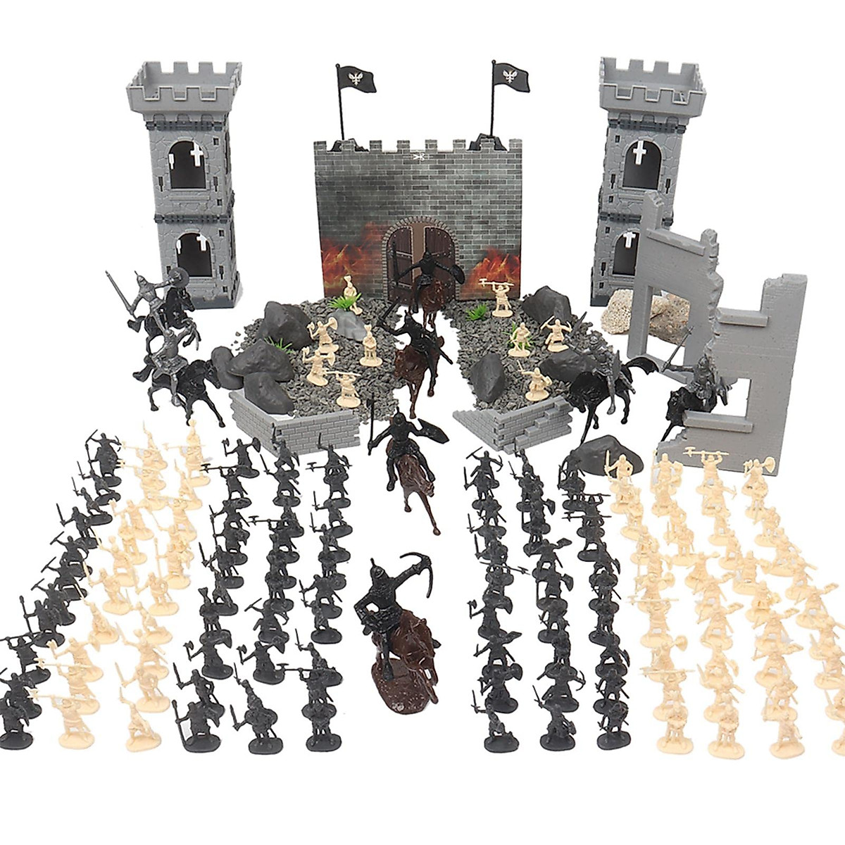Medieval Castle Toy, Castles Knights Soldiers Model Kit Knight Figures Playset Fort Building Kit, DIY Assembled Castle Model Set, Playset Gifts(Type D)