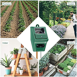 SONKIR Soil pH Meter, MS02 3-in-1 Soil Moisture/Light/pH Tester Gardening Tool Kits for Plant Care, Great for Garden, Lawn, Farm, Indoor & Outdoor Use (Green)