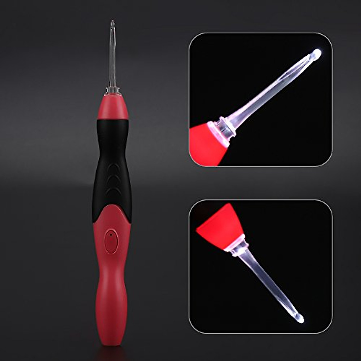 Walfront LED Crochet Hooks Set,40Pcs USB Chargeable LED Crochet Hooks Set, 9 Interchangeable Heads Light Up Knitting Needles Tools Kits Set Accessory