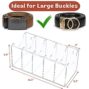 PROKTIK Acrylic Belt Organizer - 5 grid Belt Holder – Wall Mount Belt Storage – Tie and Belt Organizer for Closet and Drawer – Belt Display - Organizer for Belts, Ties, Watches, Cosmetics, Underwear