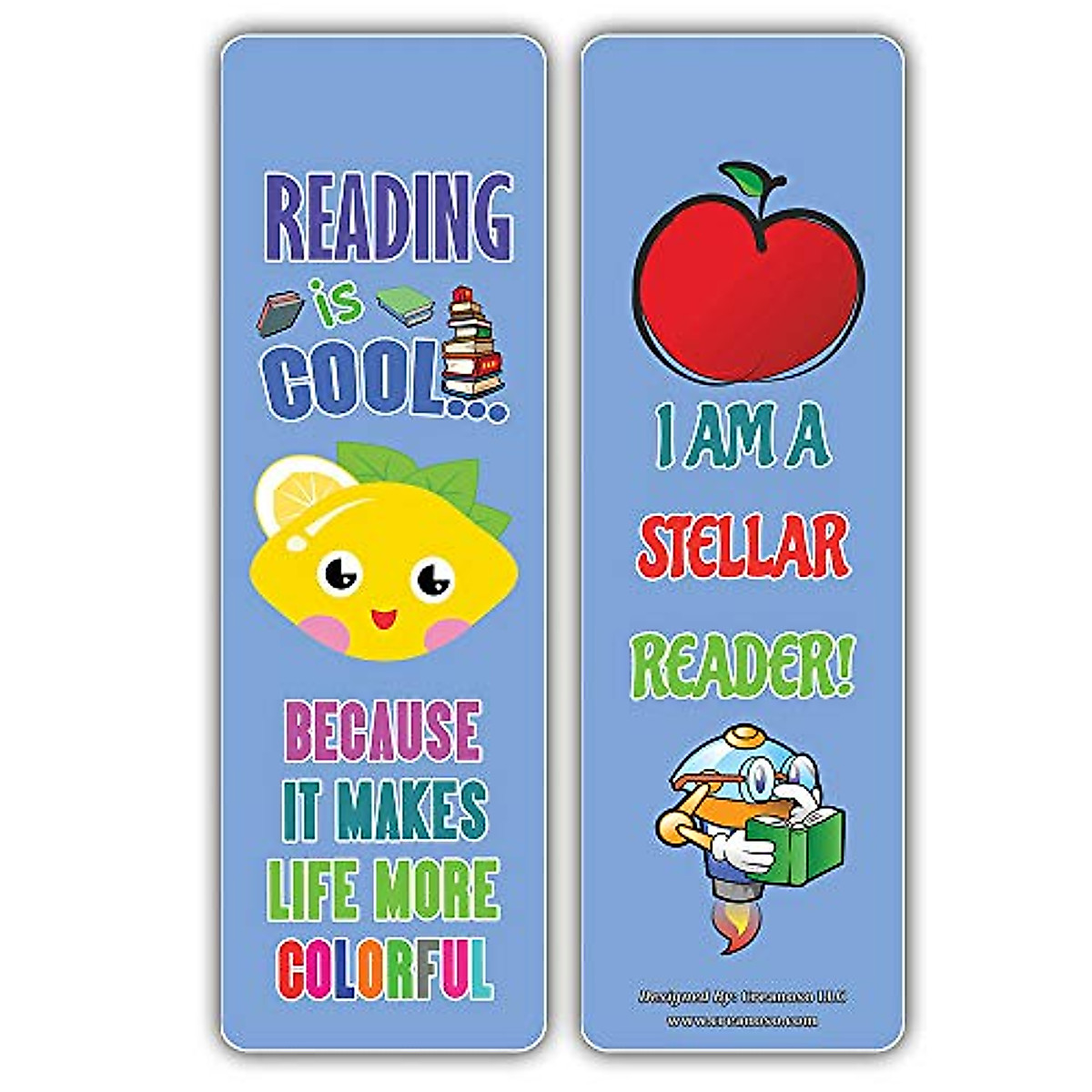 Creanoso Cool Fruit Reading Sayings Bookmarks (30-Pack) – Cool Gift Token for Kids, Boys & Girls, Teens – Party Favors Supplies – Book Reading Rewards Incentive – Great Giveaways Set – Page Binder