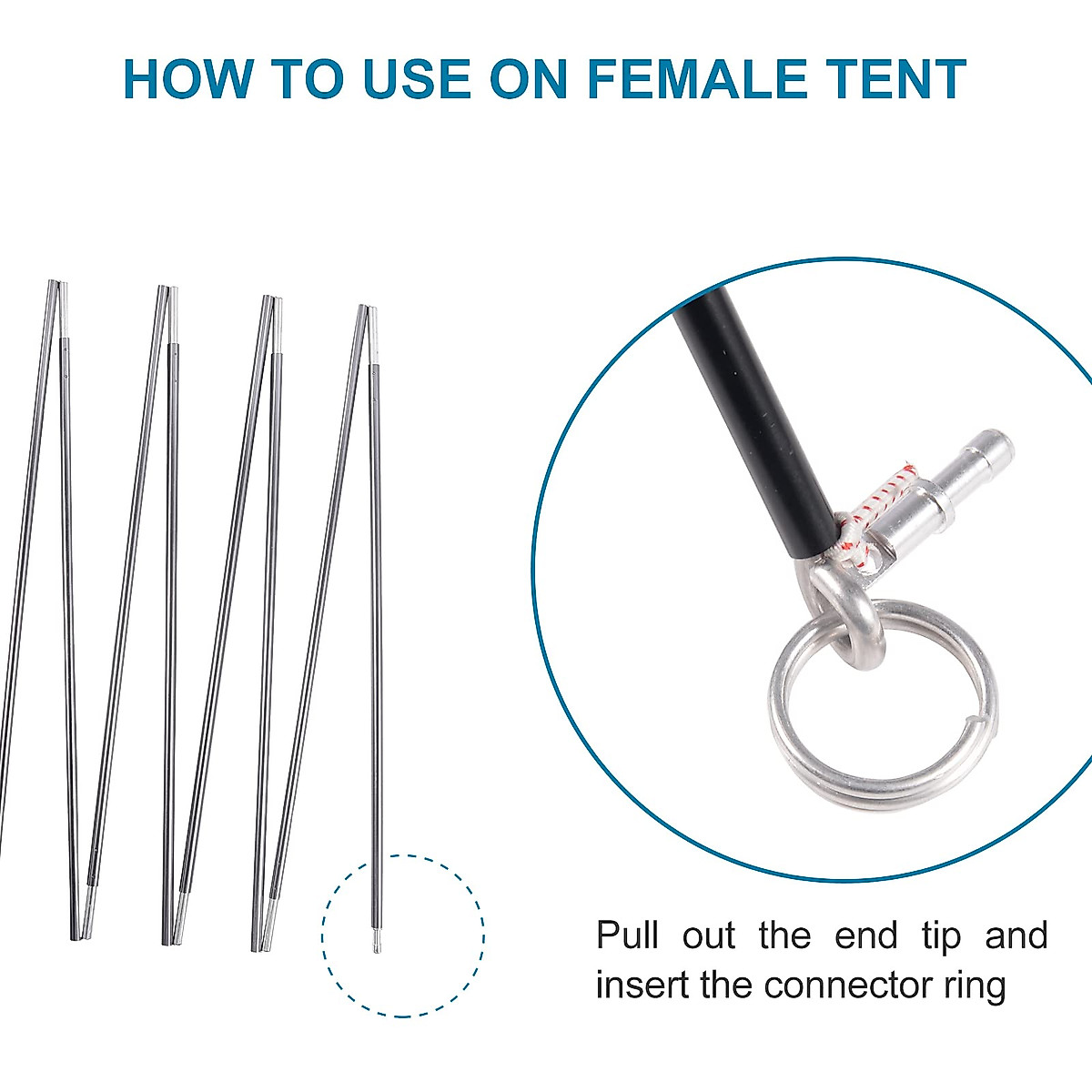 Tent Poles, BRILLIANCE4U Grey Tent Poles Replacement, Pre-Assembled Aluminum Tent Poles 16ft 4.5 in, 7001 T6 Heated Lightweight Tent Rod Outer Dia. 3/8” 9.5mm, 196.5 in 1 Pole