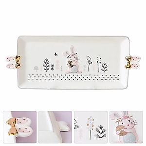 Cabilock Ceramic Serving Tray Easter Bunny Plates Food Serving Tray Dessert Plate Easter Party Plates Salad Plate Fruit Plate Serving Plate