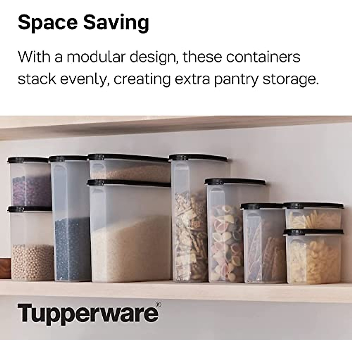 Tupperware Brand Modular Mates Super Oval Container Set - 5 Dry Food Storage Containers with Lids - Airtight, Dishwasher Safe & BPA Free