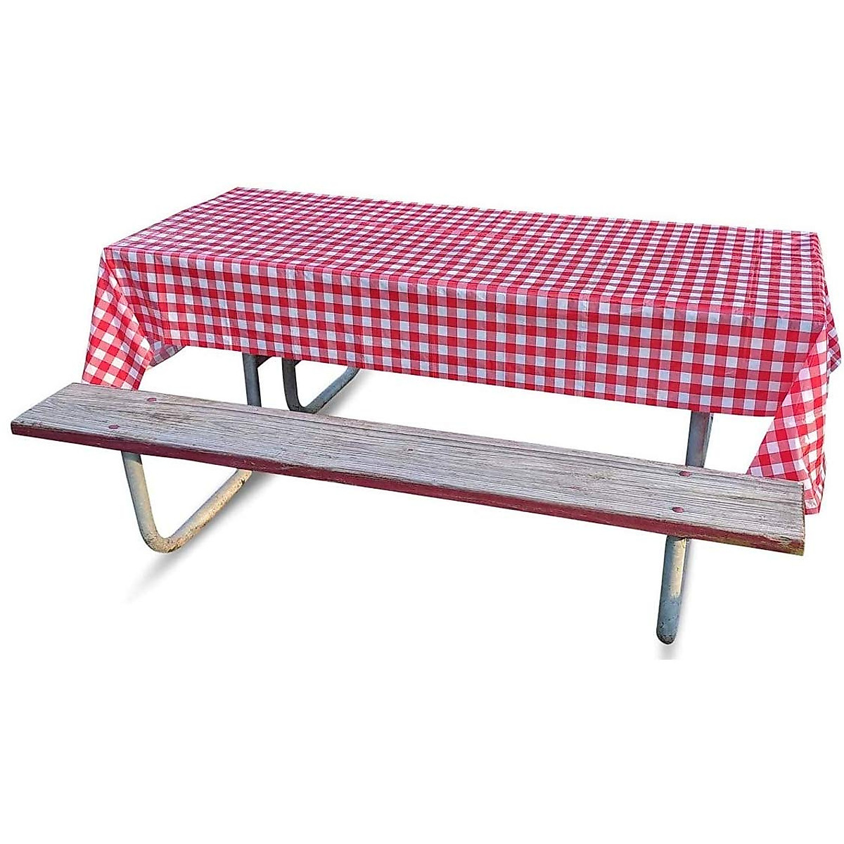 GSM Brands Disposable Tablecloths (5 Pack) - Plastic Tablecovers for Picnics or Parties with Checkered Red and White Design