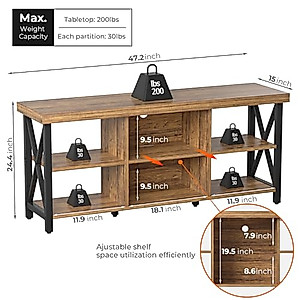 GreenForest TV Stand for TV up to 55 inches Entertainment Center with 6 Storage Cabinet for Living Room, 47 inch Television Stands Console Table, Walnut