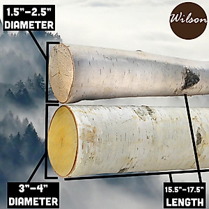 Wilson Decorative White Birch Logs, Natural Bark Wood Home Décor - 15.5-17.5" in Length 1.5"-4" Dia. (Set of 6)