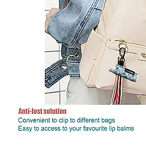 HEYSKAY Lip Balm Holder Sleeves Keychain Chapstick Elastic Sleeves (white dots/wave strip/heard shape), 3 Count (Pack of 1)