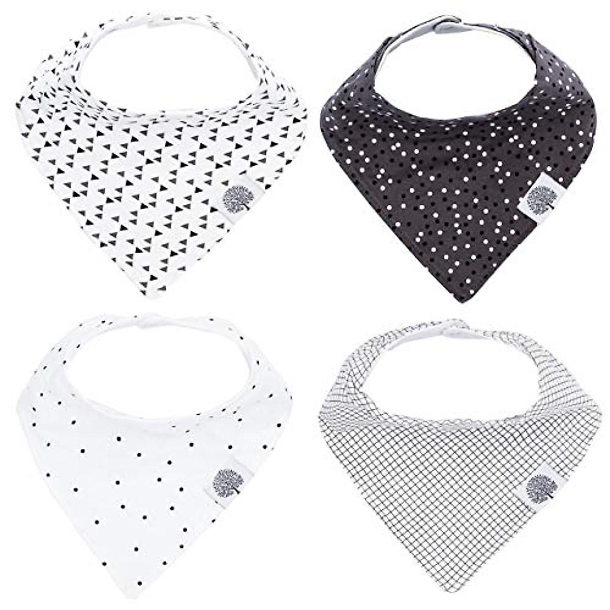 Parker Baby Bandana Drool Bibs - 4 Pack Gray Baby Bibs for Boys, Girls, Unisex - "Shadow Set"