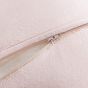 Pack of 2 Luxury Faux Fur Throw Pillow Cover, Modern Chic Blush Pink Decorative Square Pillowcase for Sofa, Chair, Bed, Loveseat, Shaggy Fluffy Cushion Cover with Zipper Closure, 16"x16"