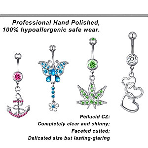 TAMHOO 15Pcs 14G Dangling Dangle Belly Button Rings Belly Rings for Women Navel Rings for Women Belly Piercing