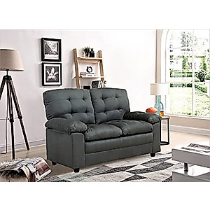 Urban Home Grayson Loveseat, Padded Arms Love Seats, Grey