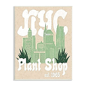 Stupell Industries NYC Plant Shop Est. 1965 Retro Green Skyline, Design by Daphne Polselli Wall Plaque, 10 x 15