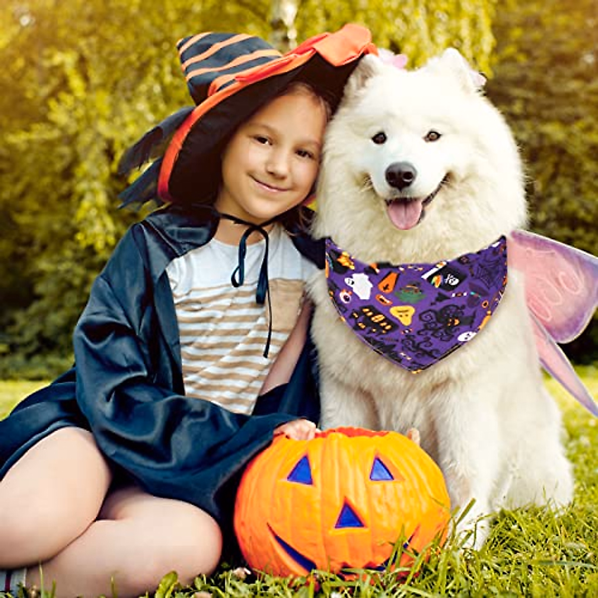 ZEFAN 4 Pack Halloween Dog Bandanas,Pumpkin and Spider Web Bibs,Halloween Party Decorations Bandana,Soft Comfortable Triangle Pet Scarf for Small Medium Dogs Cats Puppies Pets (Small)