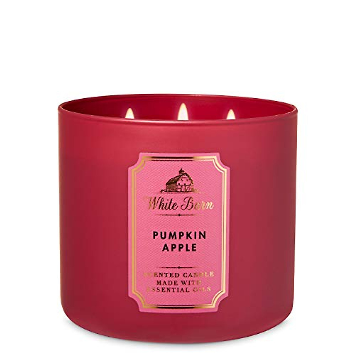 2020 White Barn Bath 3 Wick Candle in Pumpkin Apple (Red Apple, Pumpkin, Cinnamon, Clove Buds) Made W Essential Oils w Burn Time of 25-45 Hours