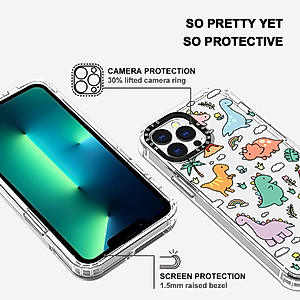 MOSNOVO Case for iPhone 13 Pro Max, [Buffertech 6.6ft Military-Grade Drop Protection] [Anti Peel Off Tech] Clear TPU Bumper Phone Case Cover Design - Dinosaur Land