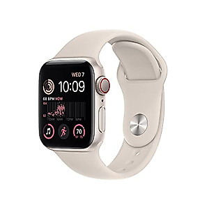 Apple Watch SE (2nd Gen) (GPS + Cellular, 40mm) - Starlight Aluminum Case with Starlight Sport Band, M/L (Renewed)