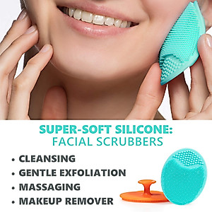 Dylonic 3 Pack Body and Face Exfoliating Brushes for Ingrown Hairs Treatment, Razor Bumps, Shaving Irritation - Silicone Scrubbers Gift Set, Skin Exfoliator Brush Dry Brushing Loofah for Smooth Skin