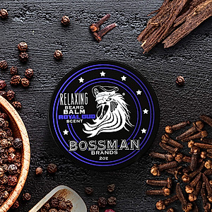 Bossman Relaxing Beard Balm - Beard Tamer, Relaxer, Thickener and Softener Cream - Beard Care Product - Made in USA (Royal Oud Scent)