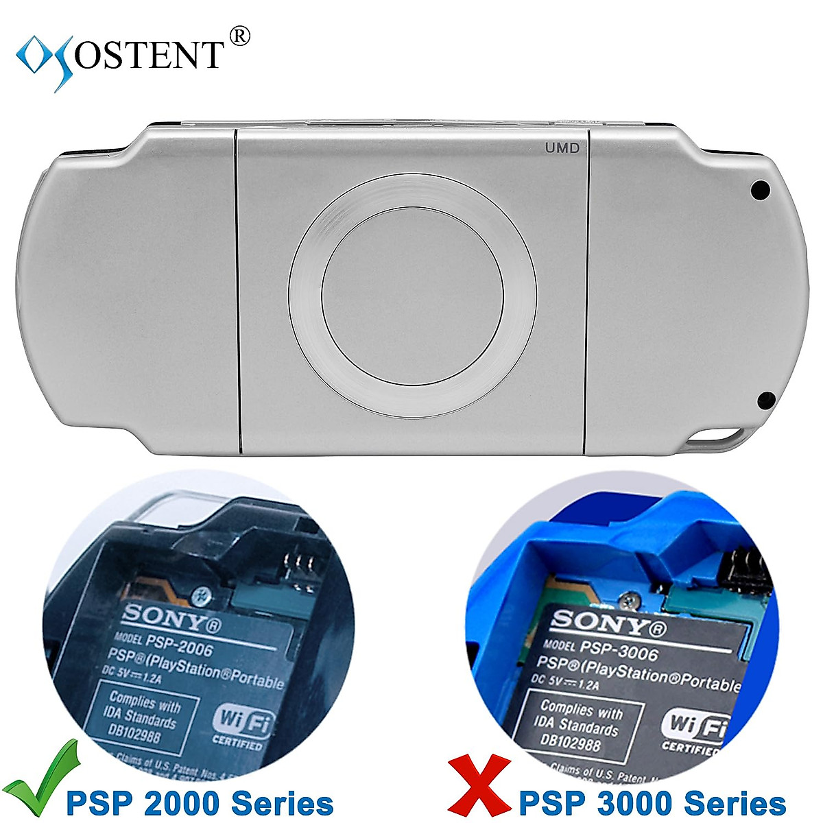 OSTENT Full Housing Shell Faceplate Case Parts Replacement for Sony PSP 2000 Console Color Silver