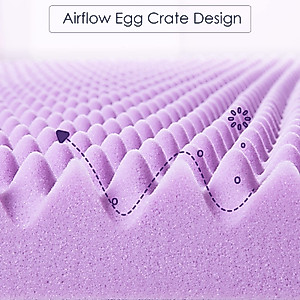 Ganggend 3-Inch Mattress Topper, Egg Crate Memory Foam Mattress Topper with Lavender Infusion, Soft Bed Topper Short Queen (RV Queen) for Camper, Travel Trailer