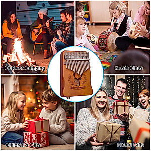 WEETOTUNG Kalimba Thumb Piano 17keys and Stress Relief, Contained 6.35mm Aux Cable Connection with Speaker EQ Pick up and the tool set for tuning