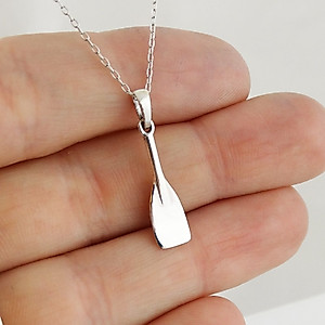 FashionJunkie4Life Sterling Silver Rowing Oar Pendant Necklace, 18" Chain, Crew Racing