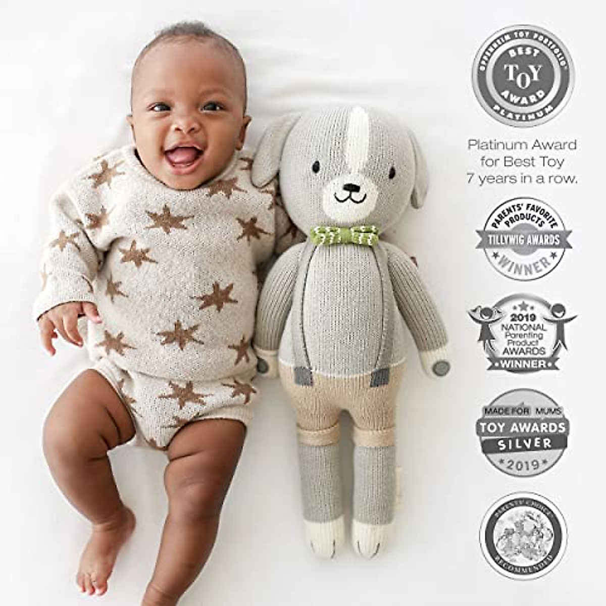 cuddle + kind Noah The Dog Little 13" Hand-Knit Doll – 1 Doll = 10 Meals, Fair Trade, Heirloom Quality, Handcrafted in Peru, 100% Cotton Yarn