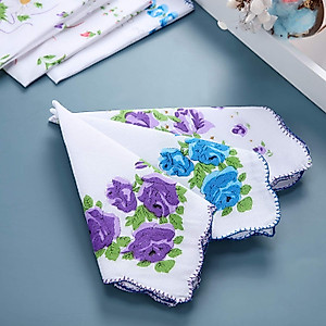 30 Pcs Womens Floral Print Handkerchiefs Vintage Soft Cotton Handkerchiefs Bulk