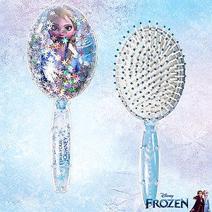 Frozen 2 Girls Snowflake Confetti Hair Brush, Silver - Ages 3+