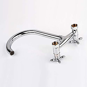 Kitchen Sink Faucet for Bar Farmhouse Commercial, Wall Mounted Kitchen Faucet, Rotate Vegetable Basin Faucet, Hot Cold Water Mixer, Mop Pool Tap Double Holes Sink Faucet