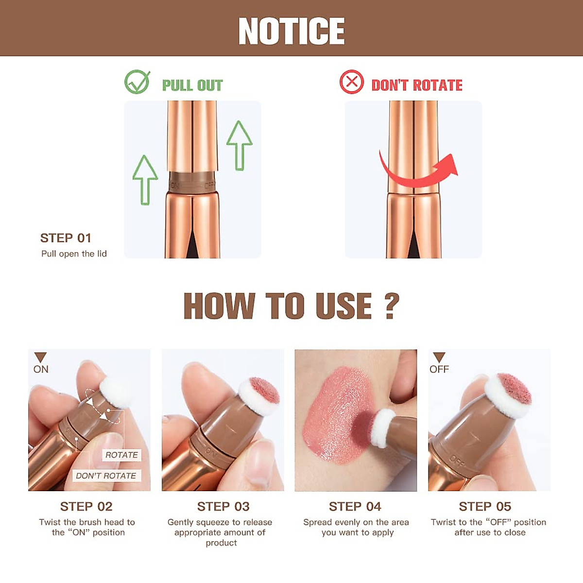 Liquid Blush Beauty Wand, Liquid Blush, Blush stick, Liquid Blush for Cheeks, Contour Beauty Wand, Natural Smooth Creamy Highlight Matte Liquid Blush Stick with Soft Cushion Applicator (Contour Stick#1)