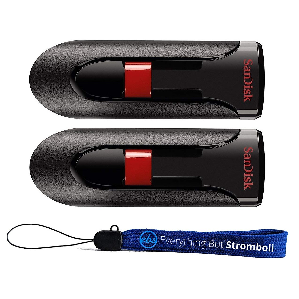 SanDisk Cruzer Glide 128GB Flash Drive (2 Pack) USB 2.0 Port Jump Drive Pen Drive (SDCZ60-128-B35) Bundle with (1) Everything But Stromboli Lanyard