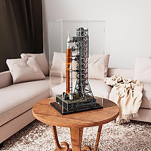 DuvinDD Acrylic Display Case for Large Collectibles, 29 inch Tall Clear Display Box for Bearbrick 1000% Lego 10341 Doll Figure Dustproof Protective Showcase Stand, Assemble Acrylic Box with Black Base