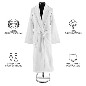 Luxury Terry Cloth Bathrobe - Premium Hotel Robes Made with 100% Turkish Cotton (X Large)