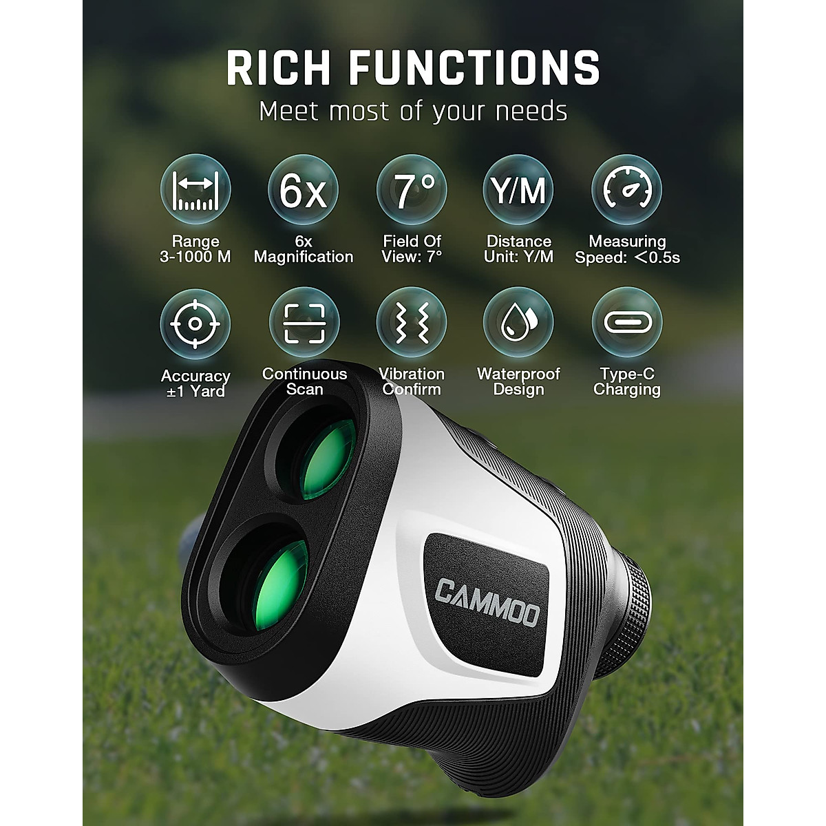 Golf Hunting Rangefinder + 12x42 HD Binoculars Green