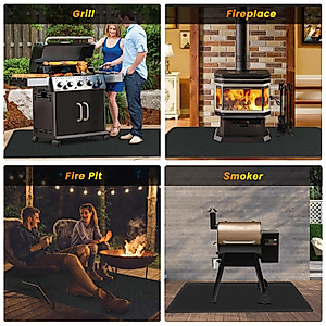 Extra Large 80x48 inch Grill Mat for Outdoor Under BBQ, Griddle, Charcoal, Flat Top, Smoker, Stove, Wood Deck & Patio Protective Mat, Indoor Fireplace Mats, Front Back Sides Fireproof Waterproof Pad