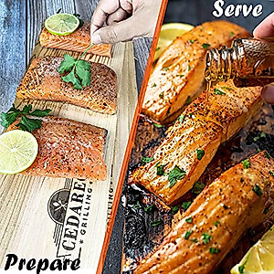 Grilling Planks Set - 8 Natural 100% Cedar Boards, Amazing Cedar Aroma, For Salmon, Shrimp, Fish, Vegetables, Apple Chips For Smoking, Cocktail Drinks, & Non-BPA Spray Bottle, Gift Set For BBQ Master