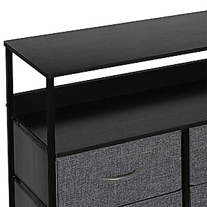 Kamiler Rustic 6 Drawers Dresser with Open Shelf, Closet Storage Organizer,Versatile Cabinet with Sturdy Steel Frame,Wood Shelf and Removable Fabric Bins for Bedroom,Living Room,Hallway,Hotel(Gray)