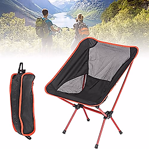 Portable Chair, Convenient to Carry Simple Operation Nylon Mesh Compact Outdoor Chair Wide Uses Small After Folding for Barbecue(Big red)