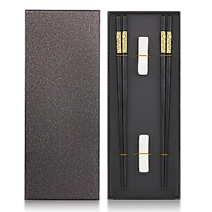 Chopsticks Reusable Chinese Japanese Style Dragon Chopsticks Chinese Gift Set Chopsticks Set Dishwasher-Safe (2 Pairs with holder-style1)