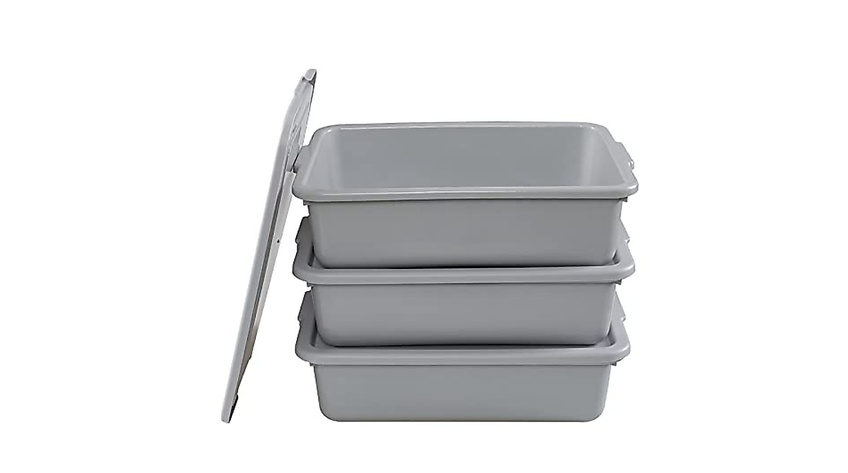 Saedy 3 Pack Food Service Bus Tubs with Lids - Durable & Food-Grade