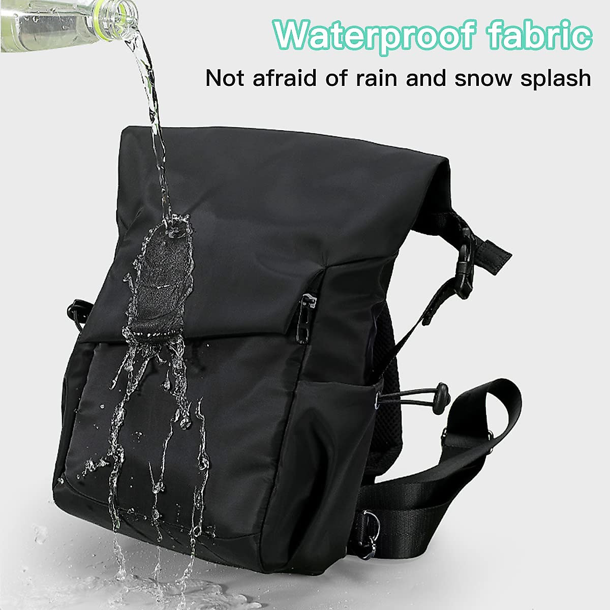 plufahci Small Black Sling Crossbody Backpack Shoulder Bag for Men Women Lightweight One Strap Backpack Sling Bag Backpack for Hiking Walking Biking Travel Cycling(Black)