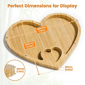 Charcuterie Boards Gift Set - 2 Unique Heart Shade Bamboo Cheese Board with 2 Seasoning Dishs - Mothers Day Gifts for Mom - House Warming Gifts New Home - Wedding Gifts, Bridal Shower Gift