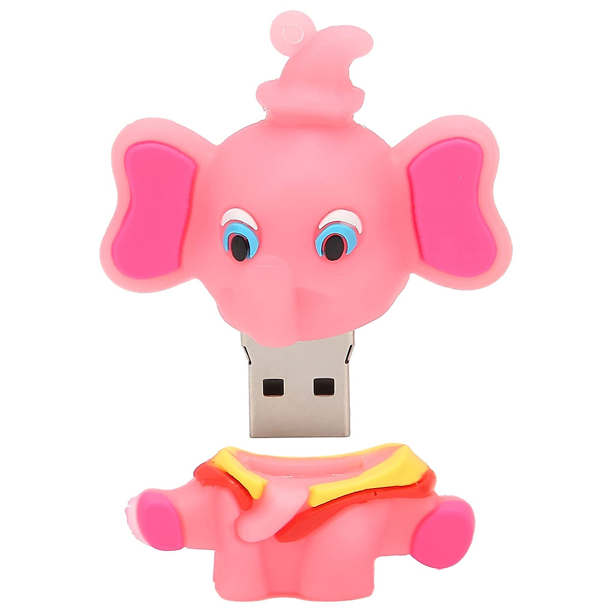 Kafuty-1 128GB Cute USB Flash Drive, Pink Elephant Cute Memory Stick Stitch Thumb Drive, Novelty Cartoon USB Jump Drive for Storage(128GB)