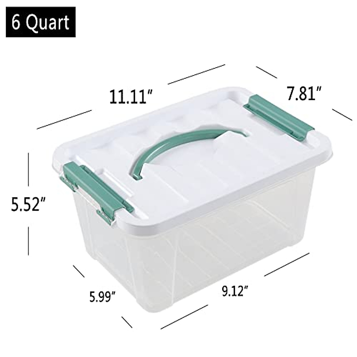 Anbers 5.5 Quart Clear Plastic Box with Lid, 4 Packs Latch Storage Bin