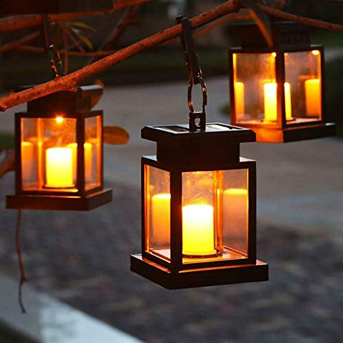 TDA Trading Solar Outdoor Lights Flameless Candle Lanterns for Garden Decoration, Hanging Lantern Solar Powered Waterproof Solar Landscape Lights for Tabletop Yard Patio Deck Pathway Decor (1 Piece)