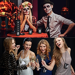 12 Pcs Bride or Die Bachelorette Party Shot Glass Beaded Necklace Till Death Do Us Party Plastic Shot Glass Halloween Gothic Skull Cup Decor for Wedding Bridal Shower Bachelorette Party Supplies